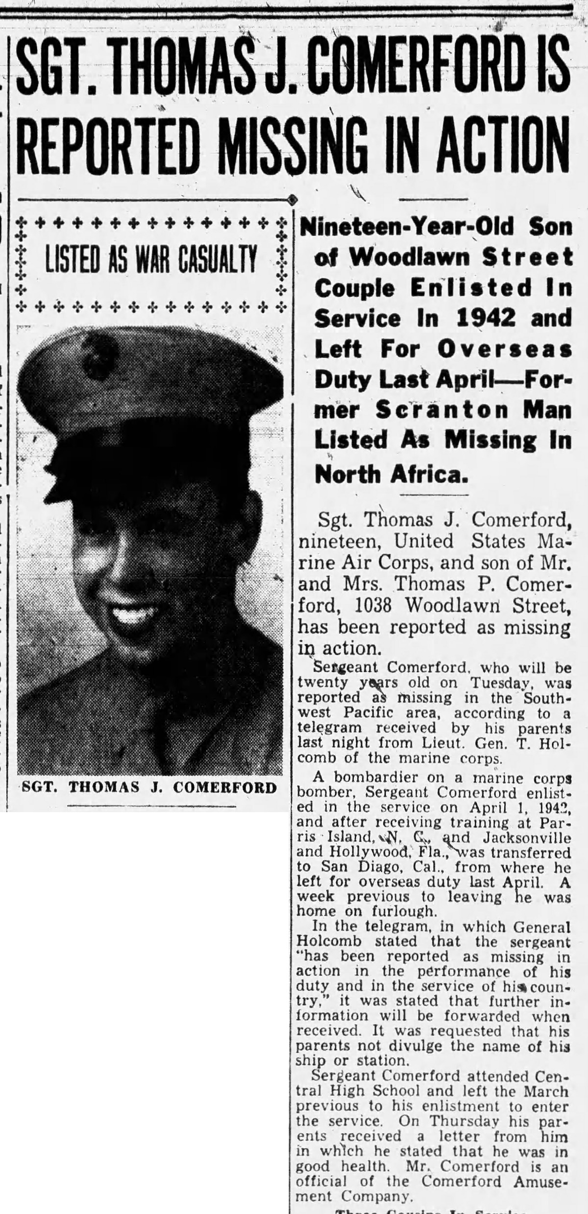 Thomas J. Comerford - Missing Marines